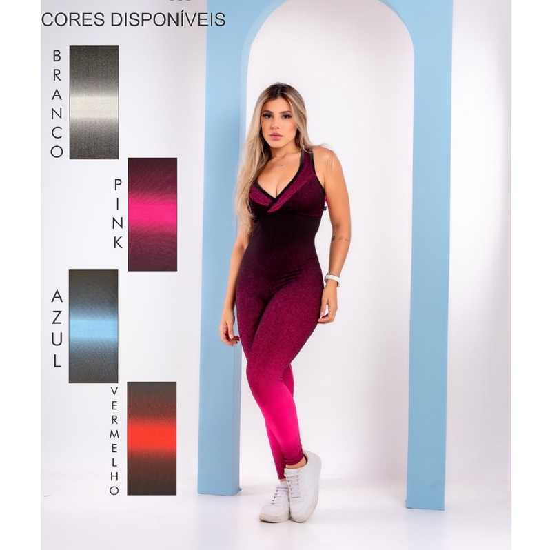 Macacão Longo Legg JACQUARD com Bojo Removivel (Alta Qualidade ...