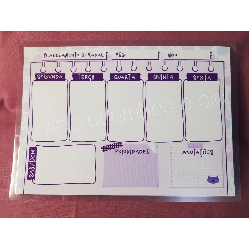 PLANNER SEMANAL PERSONALIZADO DECORATIVO | Shopee Brasil