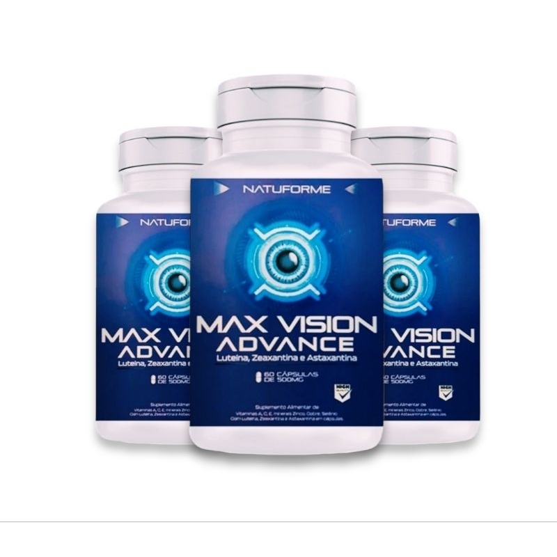 Kit 3 Luteína Astaxantina e Zeaxantina 60 cápsulas cada 500mg Max Vision visão vitamina | Shopee ...