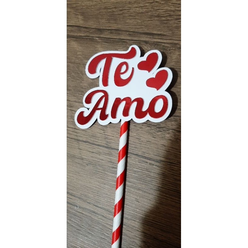 kit 3 Topo de mini bolo/toper de bolo/tag de bolo te amo/te amo/"Dia ...