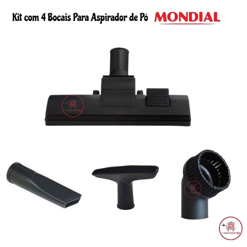 Kit 1 Bocal Rodo Com Escova + 3 Bicos Aspirador de Pó Mondial Turbo ...