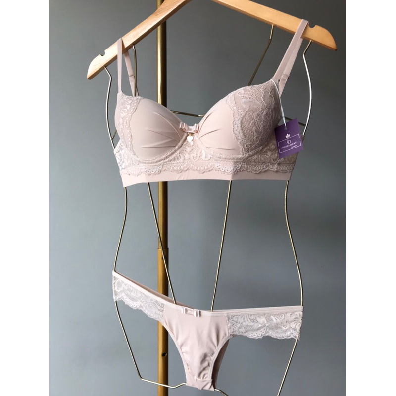 Conjunto De Renda Com Bojo Microfibra Lingerie Sexy Sweet | Shopee Brasil