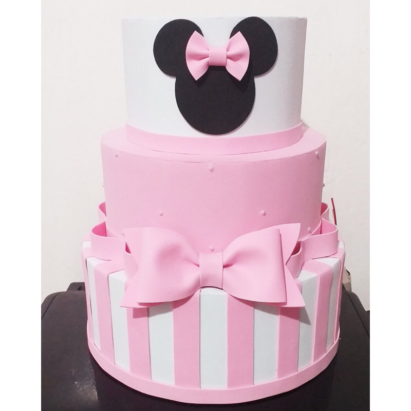 bolo fake Minnie rosa 3 andares | Shopee Brasil