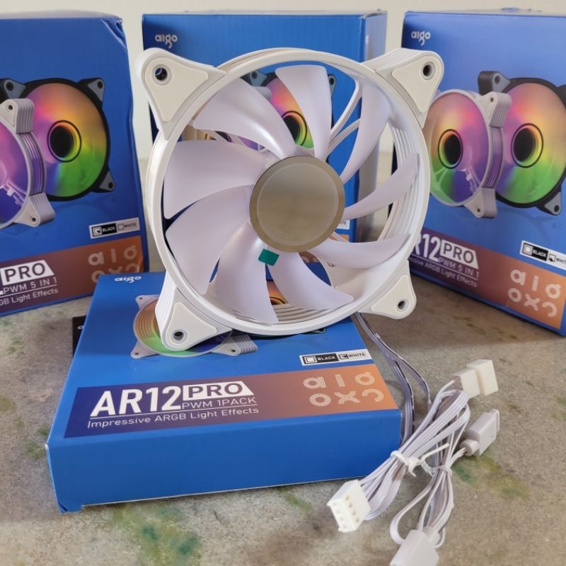 Kit com 5 Fans Argb Aigo Ar12 Pro Brancos, Coolers Rgb *Novos / Pc ...