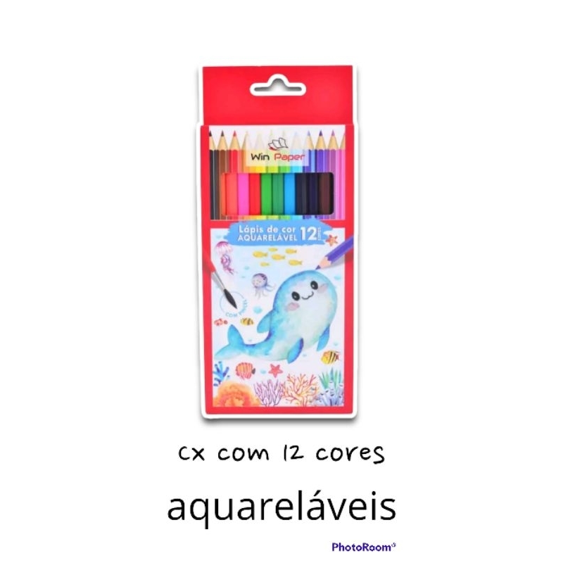 Caixa De Lápis de cor Aquarelável com 12 cores - Win Paper | Shopee Brasil