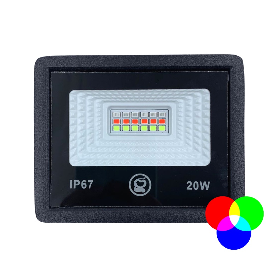 Mini Refletor Led RGB 20W Smd Holofote IP67 Slim Bivolt Colorido ...