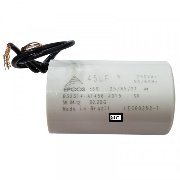 Capacitor Permanente 45uf 250v Para Motor e Lavadoras | Shopee Brasil