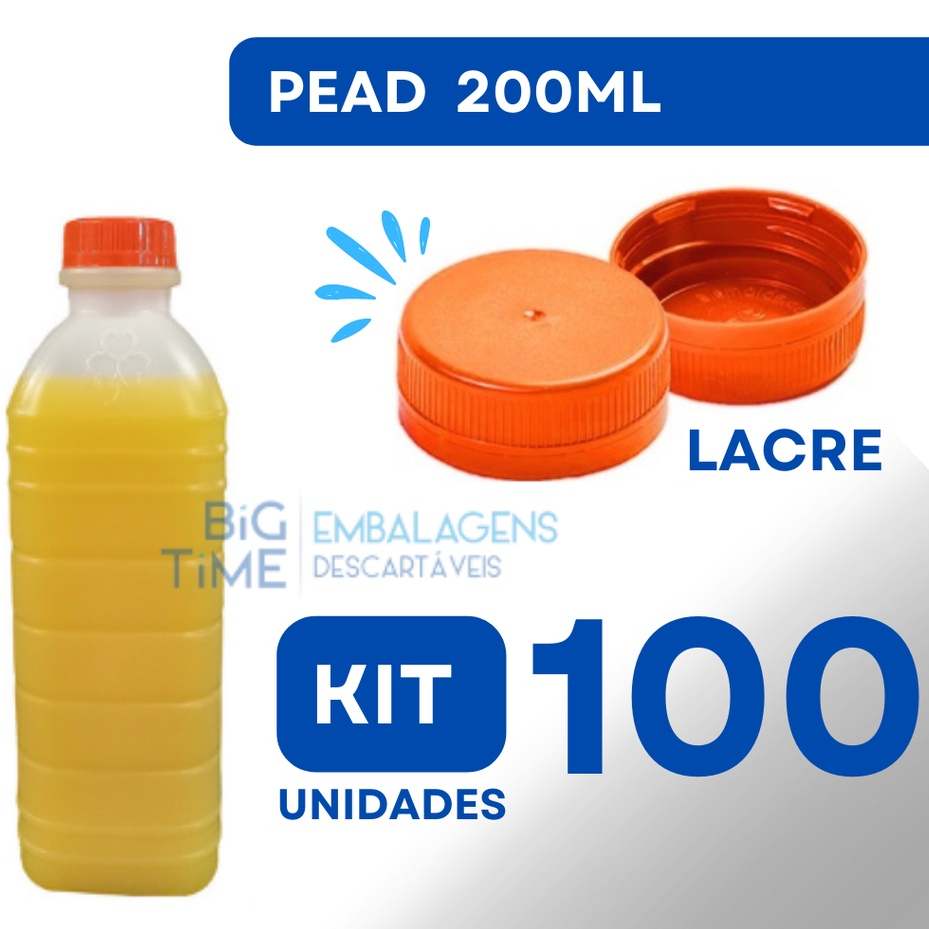Garrafa ou Garrafinha Plástica Descartável 200ml para Sucos/Agua De Coco/Caldo De Cana 100 ...