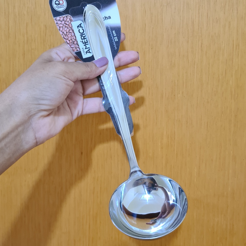 Concha Talher Para Caldos Feijão Ensopados AÇO INOX 22cm | Shopee Brasil