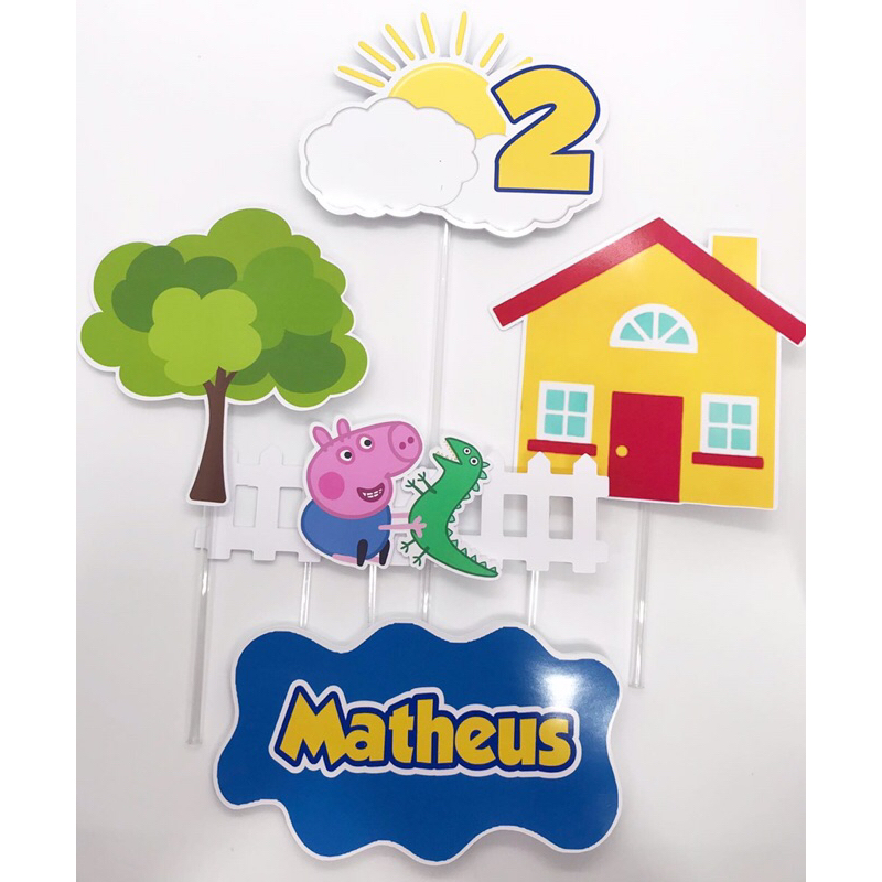 Topo de Bolo George Pig Personalizado | Shopee Brasil