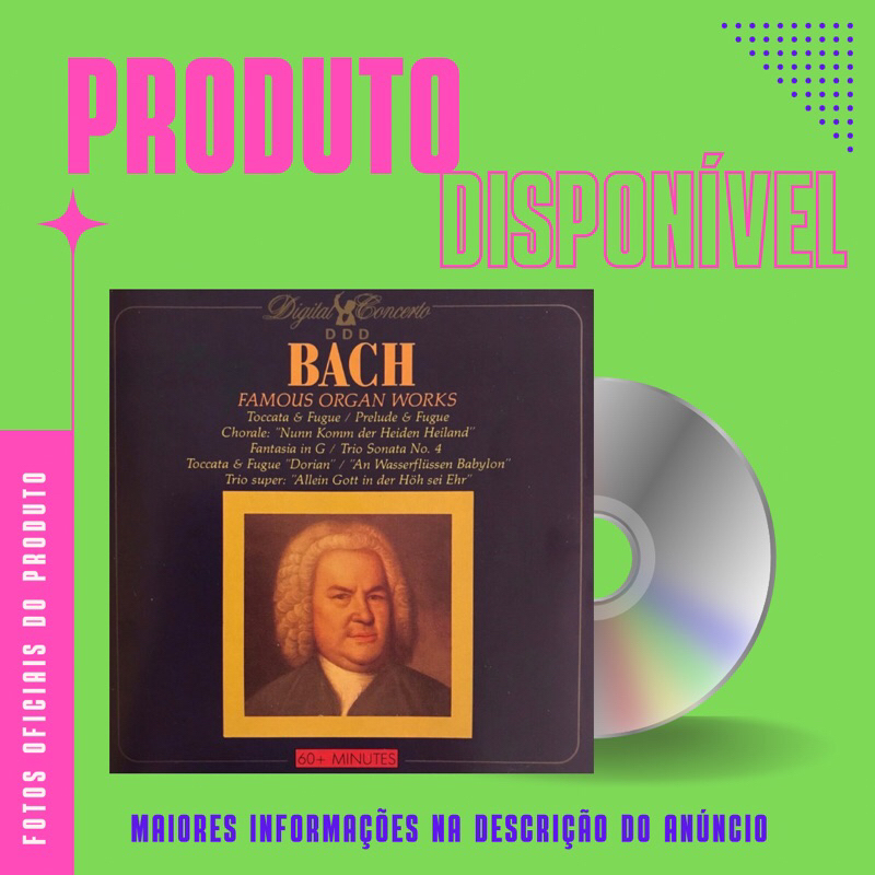 CD BACH - JOHANN SEBASTIAN BACH - FAMOUS ORGAN WORKS | Shopee Brasil