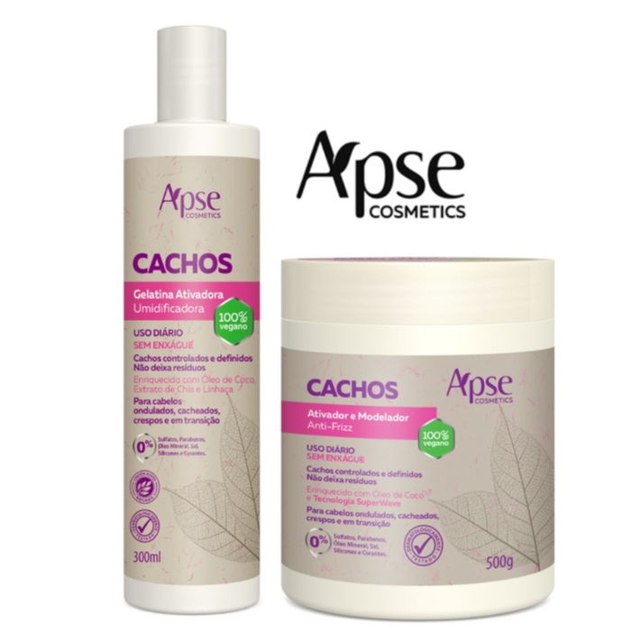 Kit Apse Cachos Creme de Pentear Cachos e Apse Gelatina Finalizadora | Shopee Brasil