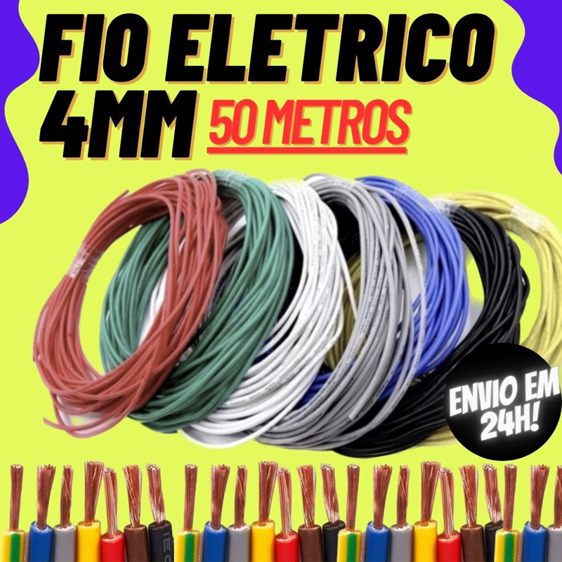 fio eletrico flexivel 4mm rolo 50 metros fracionado. | Shopee Brasil