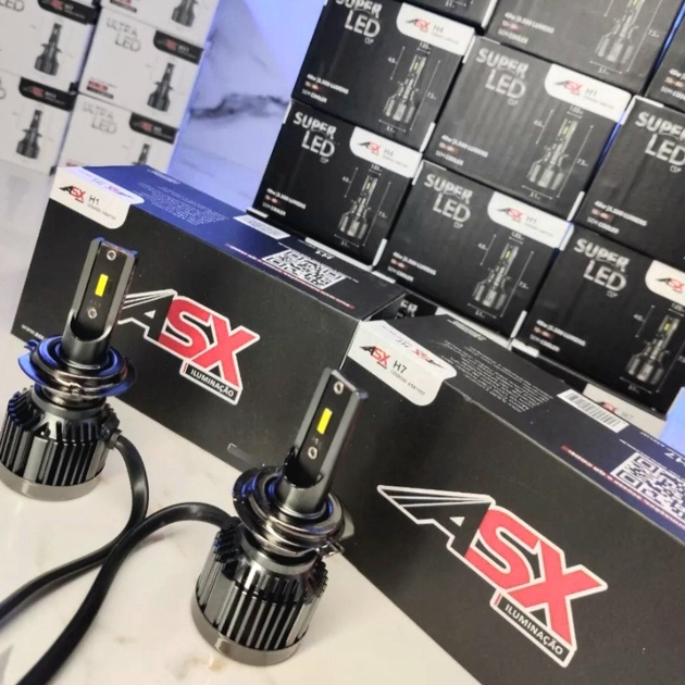Par De Lampadas Super Led ASX H1 H3 H4 Hb3 Hb4 H8 H9 H11 H27 H16 Psx24w h11b 5500 LUMENS ...