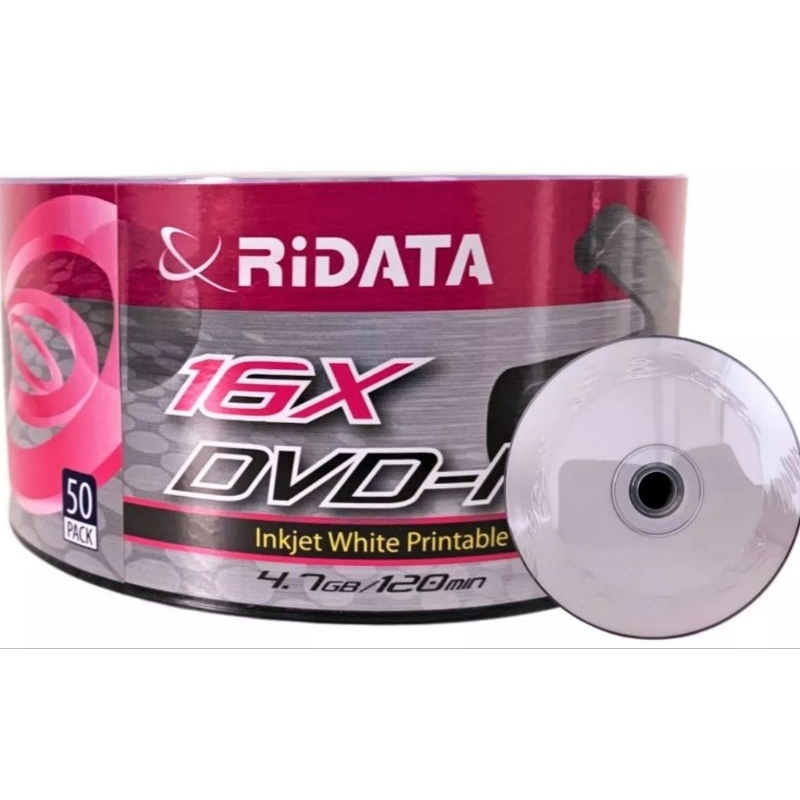50 DVD-R PRINTABLE RIDATA 4.7GB 120 MINUTOS 16X | Shopee Brasil