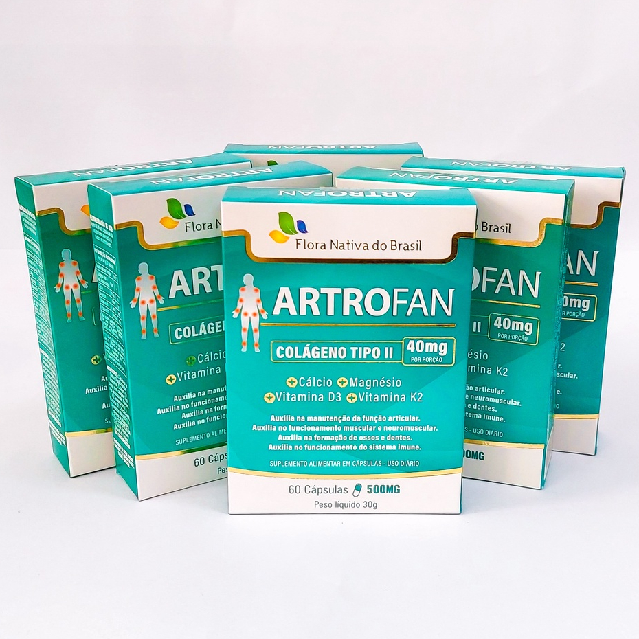 KIT 6 Artrofan Colágeno Tipo 2 60CAPS 500mg | Shopee Brasil