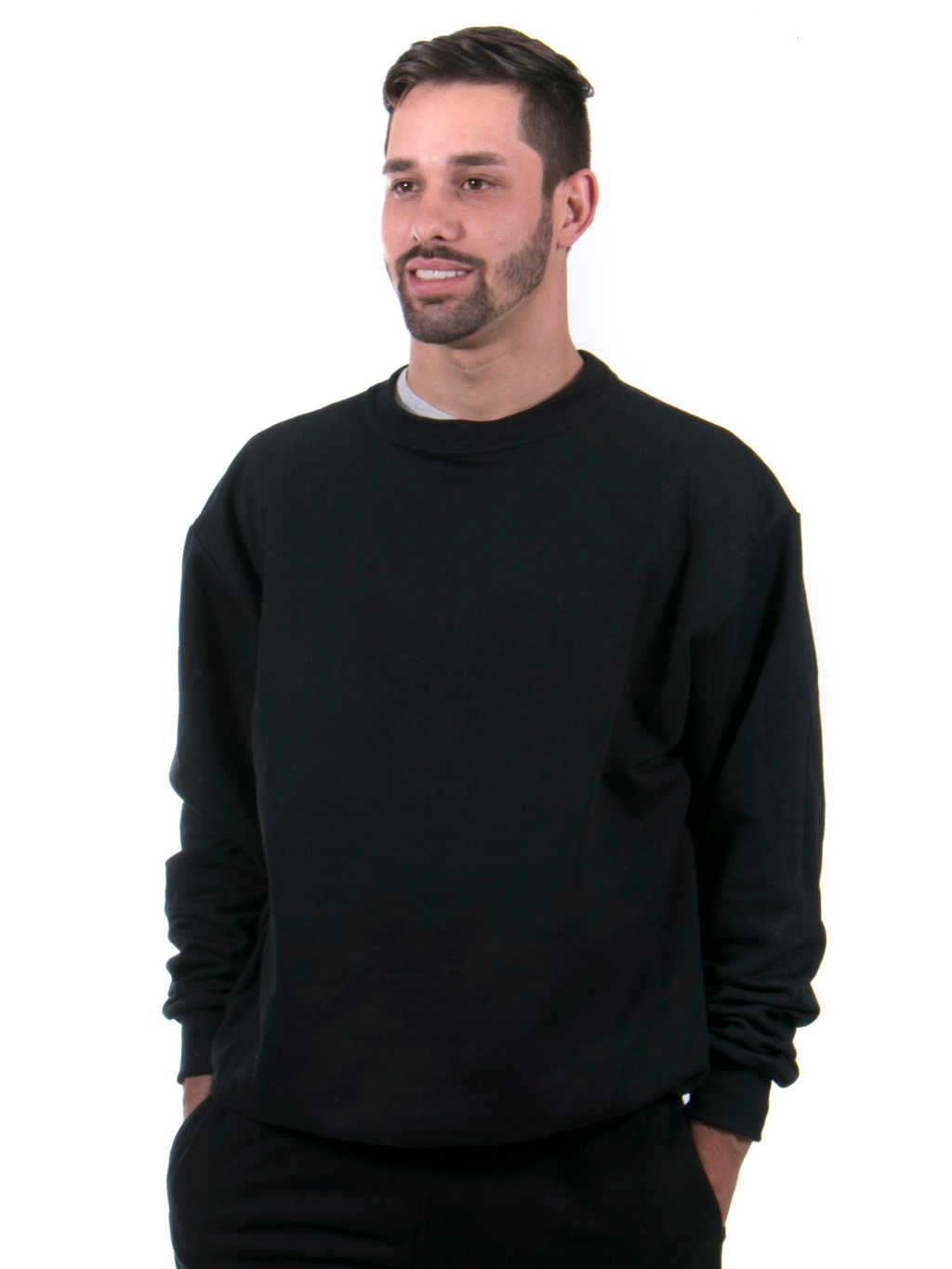 Moletom Masculino Preto Liso Gola Careca Premium | Shopee Brasil