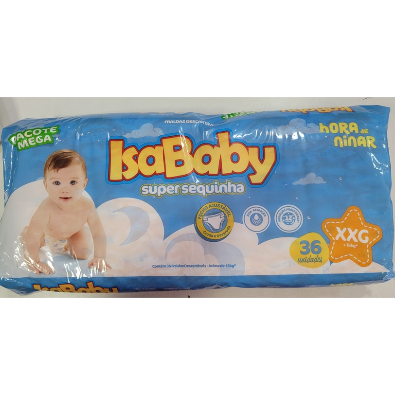 Fralda Descartavel Infantil XXG Isababy Super Sequinha 12h de absorção ...