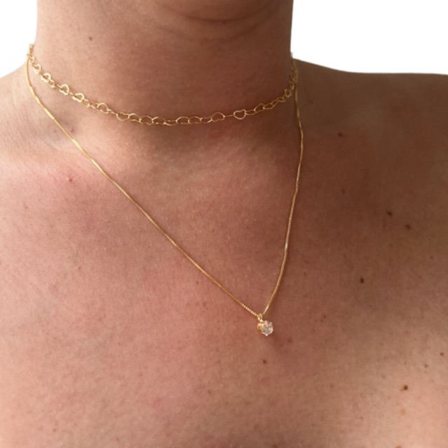 Kit Choker + Corrente Ponto de Luz Banhado a Ouro 18k Feminina | Shopee ...