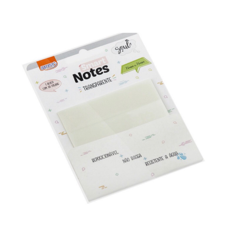 Bloco Adesivo Transparente Brw Smart Notes Soul 76x76 mm 20 Folhas ...