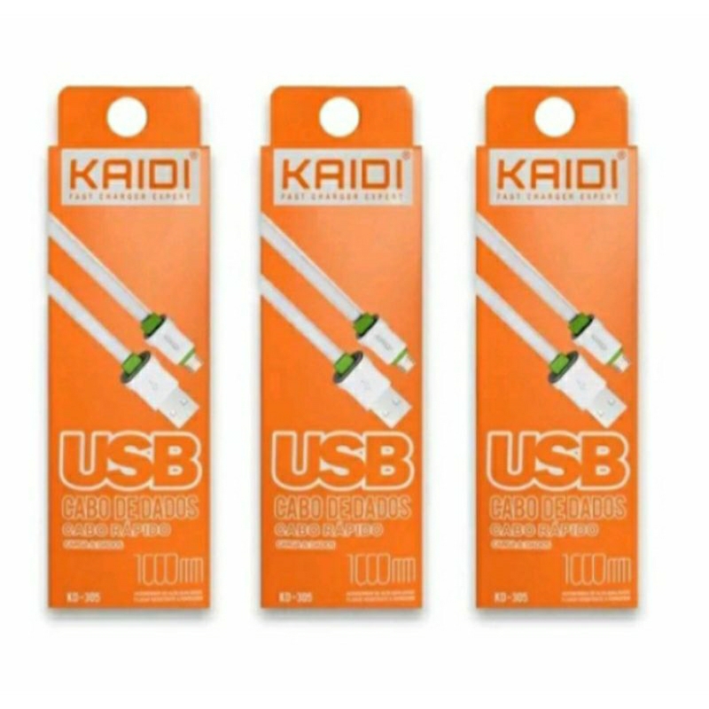 Kit com 3 Cabos de Iphone / Tipo C micro V8 Original Kaidi Turbo 1 ...