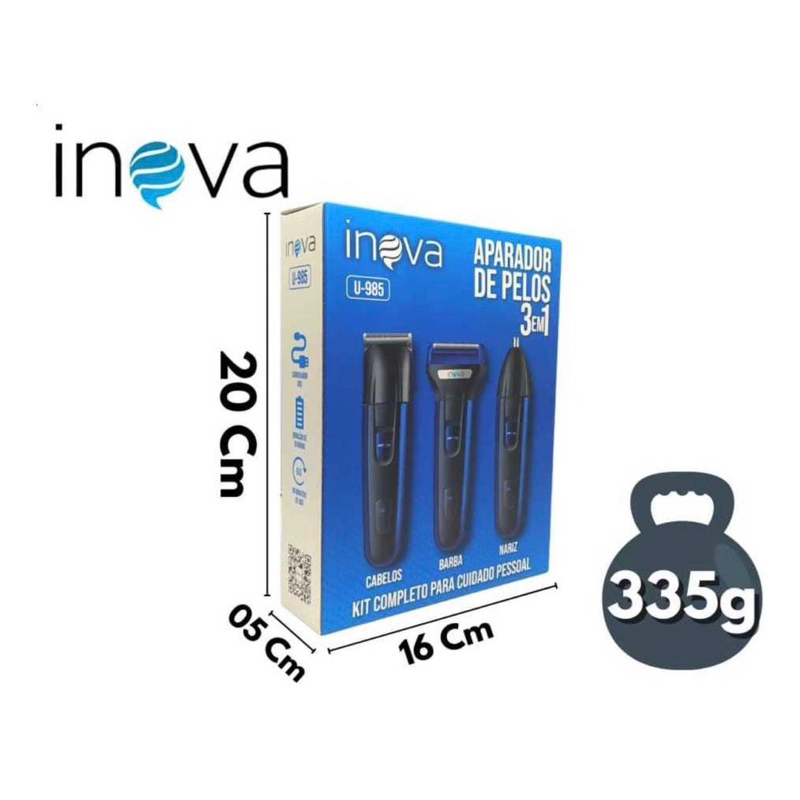 KIT BARBEADOR ELÉTRICO E APARADOR DE PELOS SEM FIO INOVA 3 EM 1. | Shopee Brasil