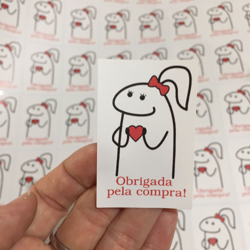 Etiqueta adesiva Meme Flork Obrigada pela compra | Shopee Brasil