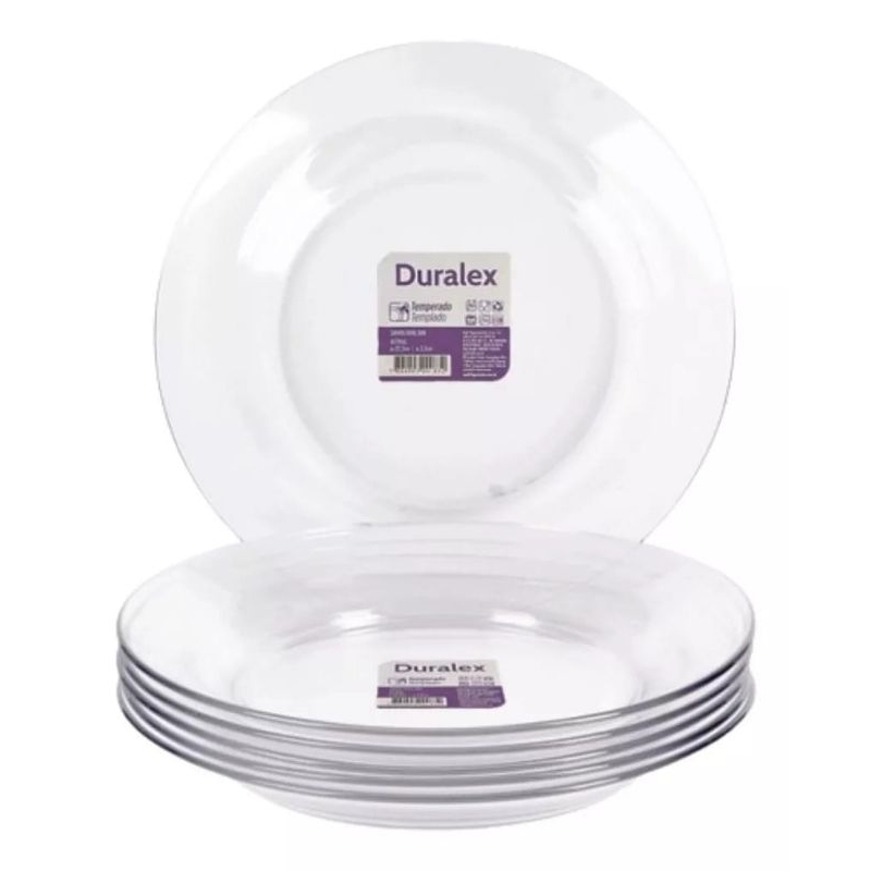 Conjunto 6 pratos duralex astral fundo transparente kit contém 6 unid | Shopee Brasil