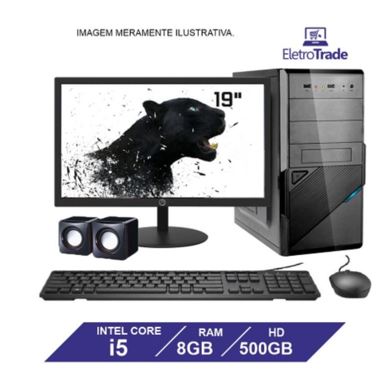Computador Completo Intel Core i5 8GB HD 500Gb Com Kit Monitor 19 ...