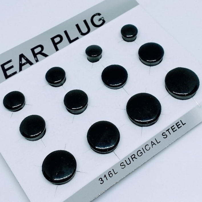 alargador preto plug plastico piercing brinco expansor 10mm 12mm 14mm ...