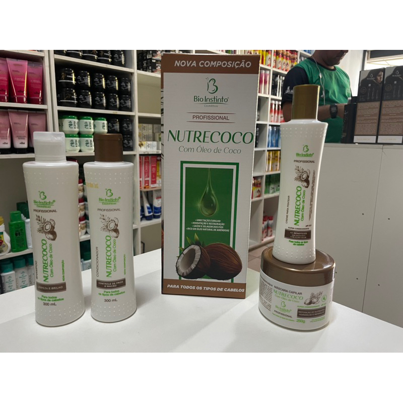 Kit tratamento capilar Nutre Coco 4 itens Bio instinto | Shopee Brasil