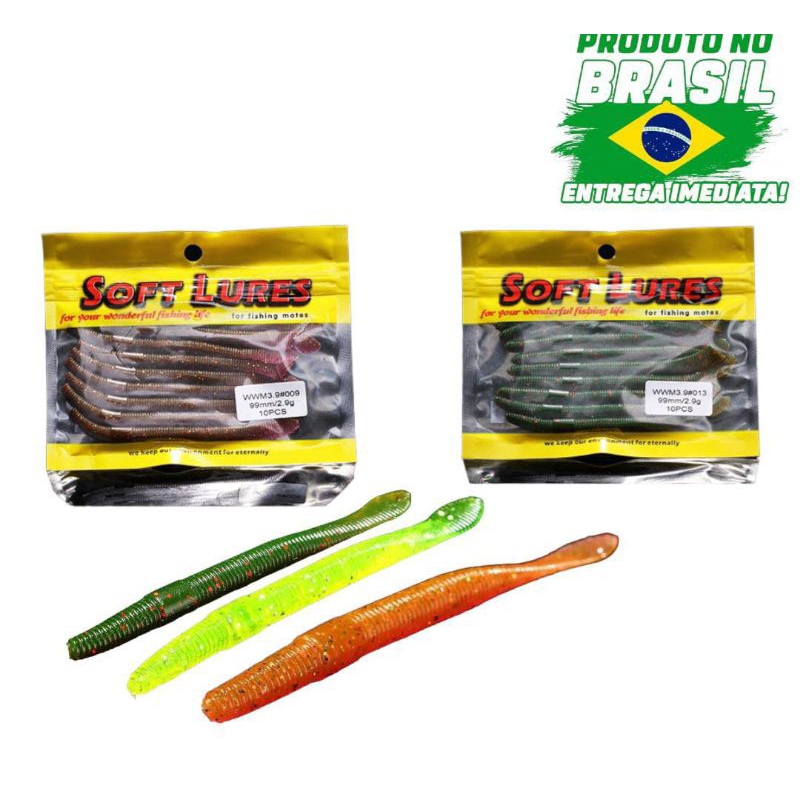 Isca Soft, minhoca artificial senko WORM, soft lures 10cm | Shopee Brasil