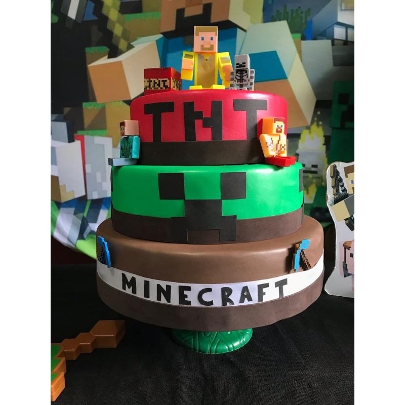 Bolo Fake Minecraft Personalizado | Shopee Brasil