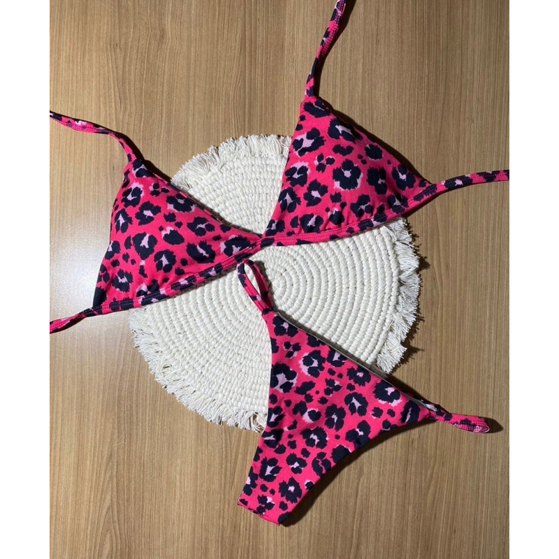 Biquini Fita Estampado Marquinha De Fita Semi Fio Moda Praia Moda