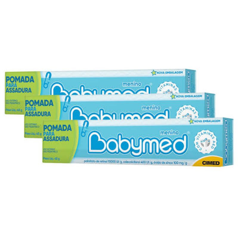 Kit 3 Babymed Pomada Para Assaduras 45g - Azul Menino | Shopee Brasil