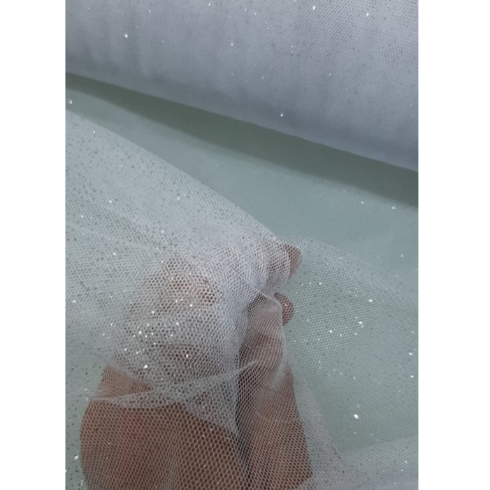 Tecido Tule com Glitter Branco Fantasy | Shopee Brasil