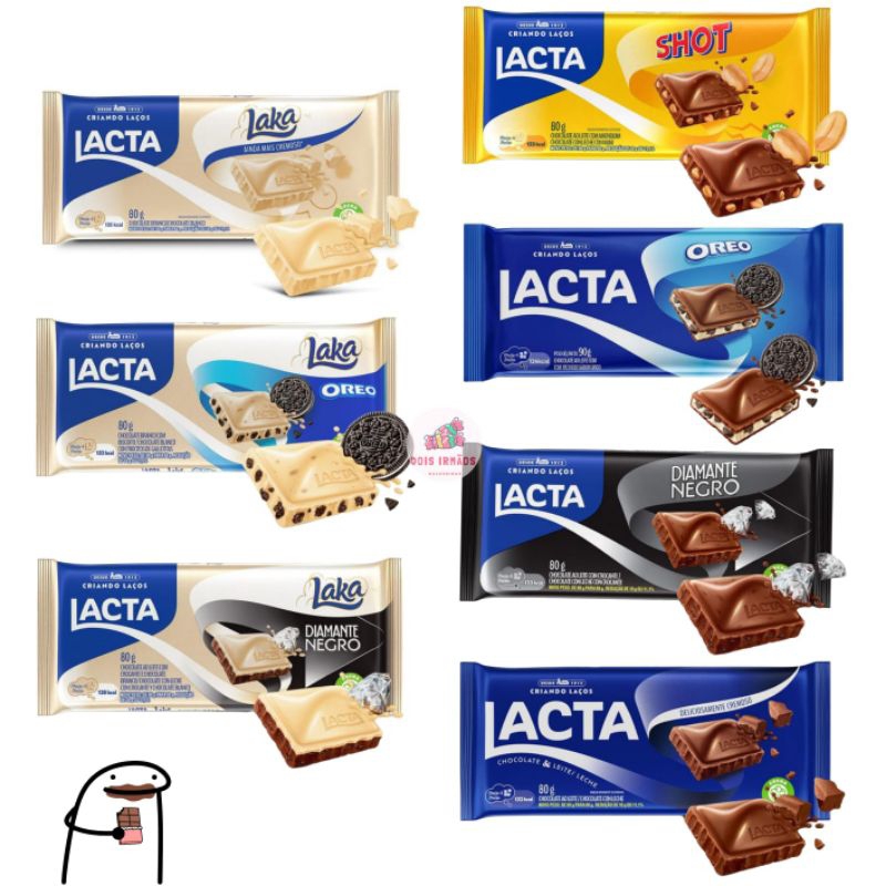 Chocolate Lacta 80g Diveros Sabores Ao Leite Shot Oreo Diamante Laka | Shopee Brasil