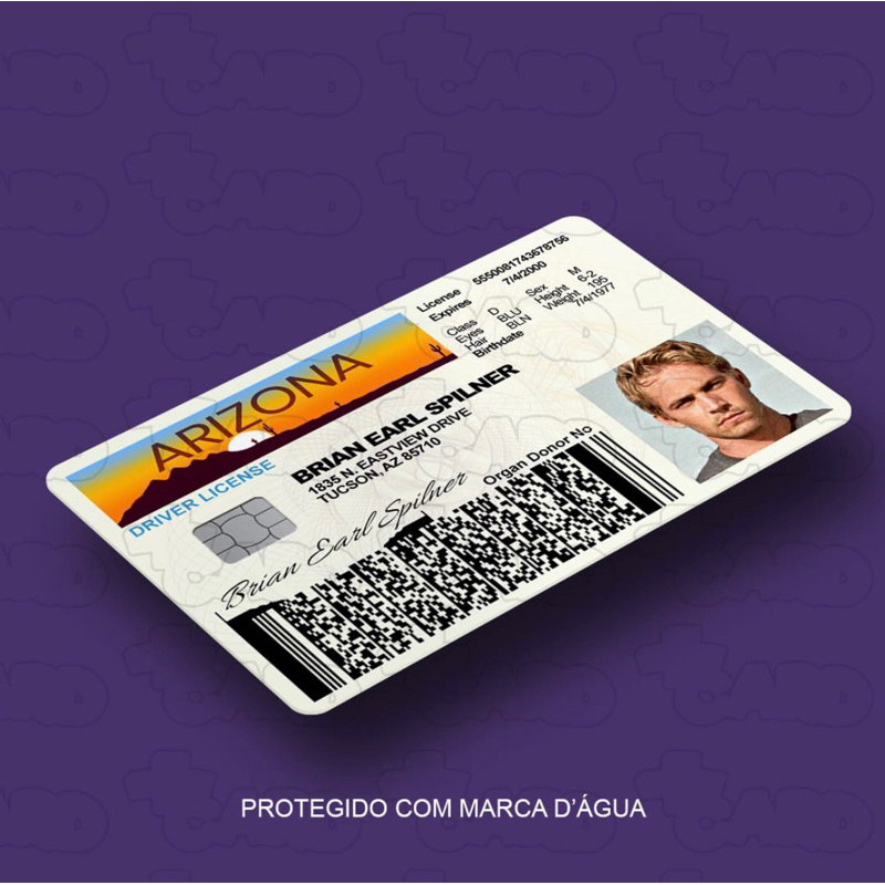 Carteira de Motorista Brian Earl Spilner Velozes e Furiosos | Shopee Brasil