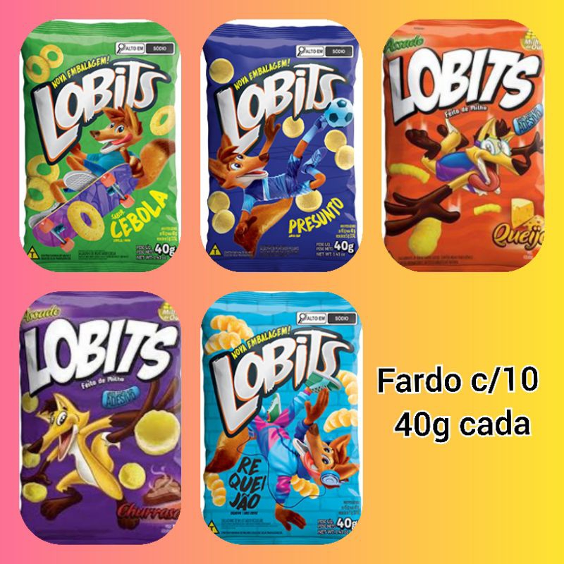 salgadinhos de Milho Lobits -pct c/10 de 40g | Shopee Brasil