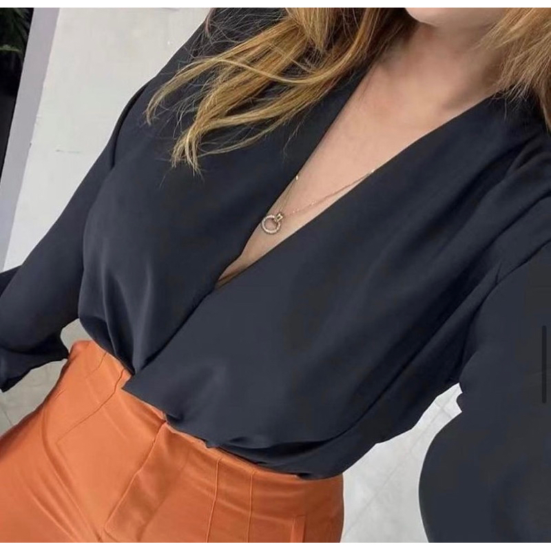 Body Transpassado Manga Longa | Shopee Brasil