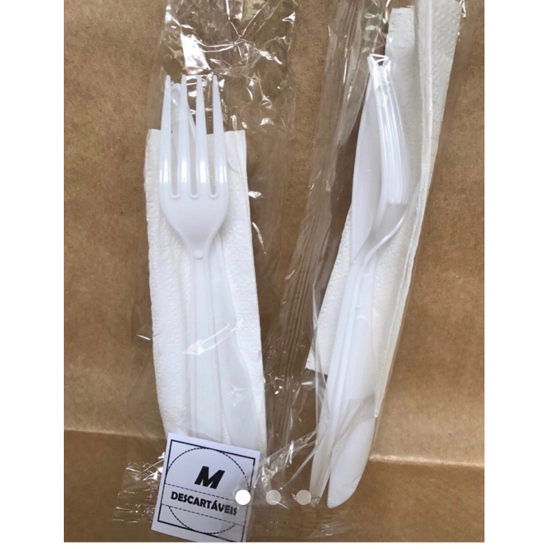 50 kit talher descartável garfos facas guardanapos | Shopee Brasil