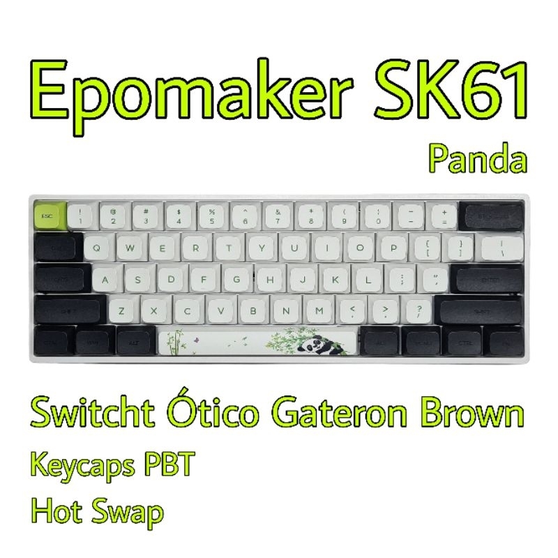 Teclado Mecânico Epomaker SK61 Panda, RGB, Switch Gateron Ótico Brown ...