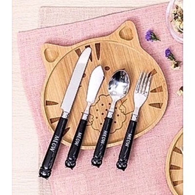 Talheres Daiso Meow Gatinho - Colher Garfo Faca Espátula para Manteiga ...