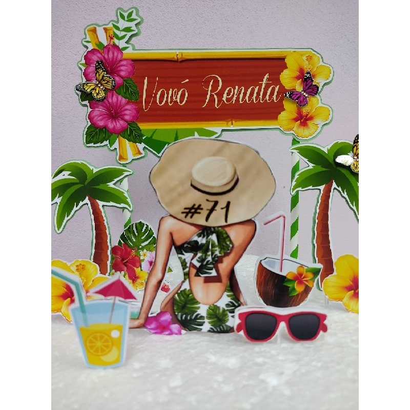 Kit topo de bolo Tardezinha na praia + 100 topper para Doces tema praia ...