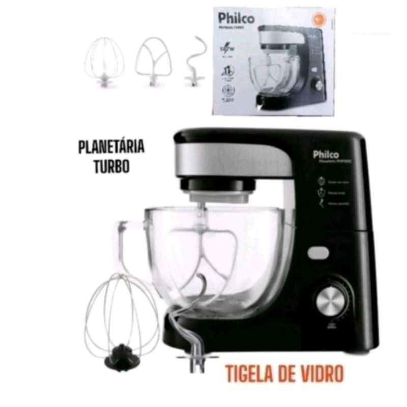 Batedeira Planetária turbo Philco php500 glass 110v | Shopee Brasil