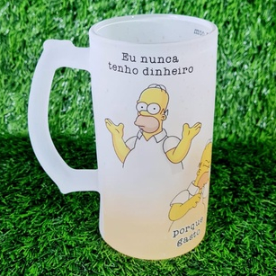 Homer Simpson Caneca de chopp vidro jateado 475ml - acompanha saquinho de tecido personalizado ...