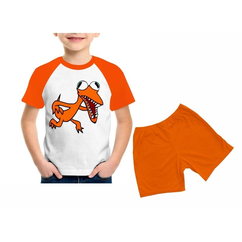 Pijama Infantil Rainbow Friends Orange Pijama com short Rainbow Friends ...