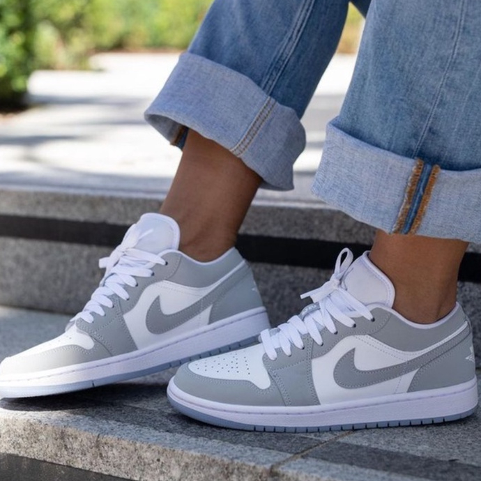 tenis air jd low cano baixo cinza/branco unissex 34 ao 43 | Shopee Brasil
