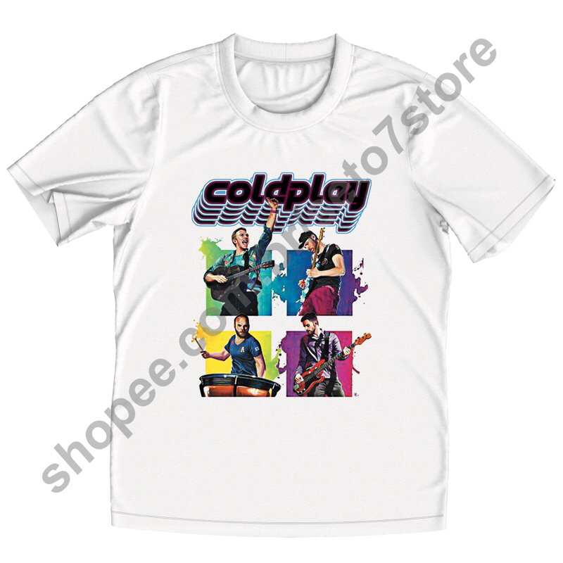 Camiseta Camisa Coldplay (Unissex) Estampa Colorida Logo Integrantes ...