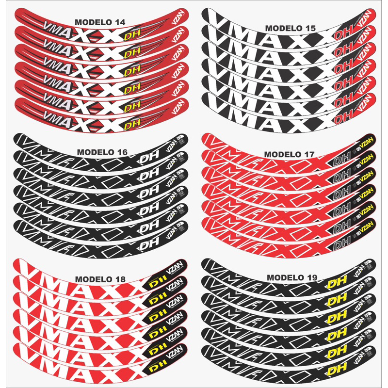 Adesivo Roda Aro 26 e 29 de Bicicleta Bike Ciclismo Vmaxx Vzan DH Freio ...